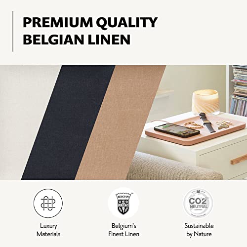 Courant Catch:3 Essentials - Belgian Linen Wireless Charger & Valet Tray - Qi-Certified, Compatible with iPhone 14, 13, 12, 11, Samsung Galaxy S23, S22, S21, S20, Note, AirPods, AirPods Pro (Charcoal)
