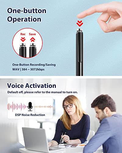 64GB Digital Voice Recorder - 3072Kbps, XIXITPY Voice Activated Recorder with PCM Noise Reduction for Lectures Meetings Classes, Audio Recorder for Portable MP3 Playback