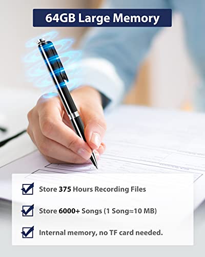 64GB Digital Voice Recorder - 3072Kbps, XIXITPY Voice Activated Recorder with PCM Noise Reduction for Lectures Meetings Classes, Audio Recorder for Portable MP3 Playback