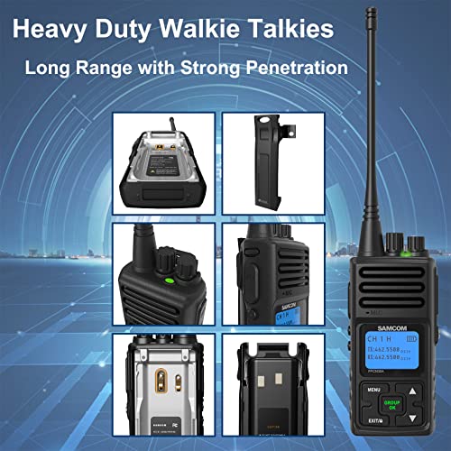 Two Way Radio Long Range Rechargeable,SAMCOM 2 Way Radio Walkie Talkies for Adults,5 Watts Programmable Business Rechargeable UHF Radios with Earpiece/VOX/Group Call,2 Packs