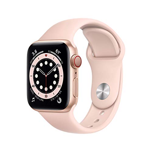 Apple Watch Series 6 (GPS + Cellular, 40mm) - Gold Aluminum Case with Pink Sand Sport Band (Renewed)