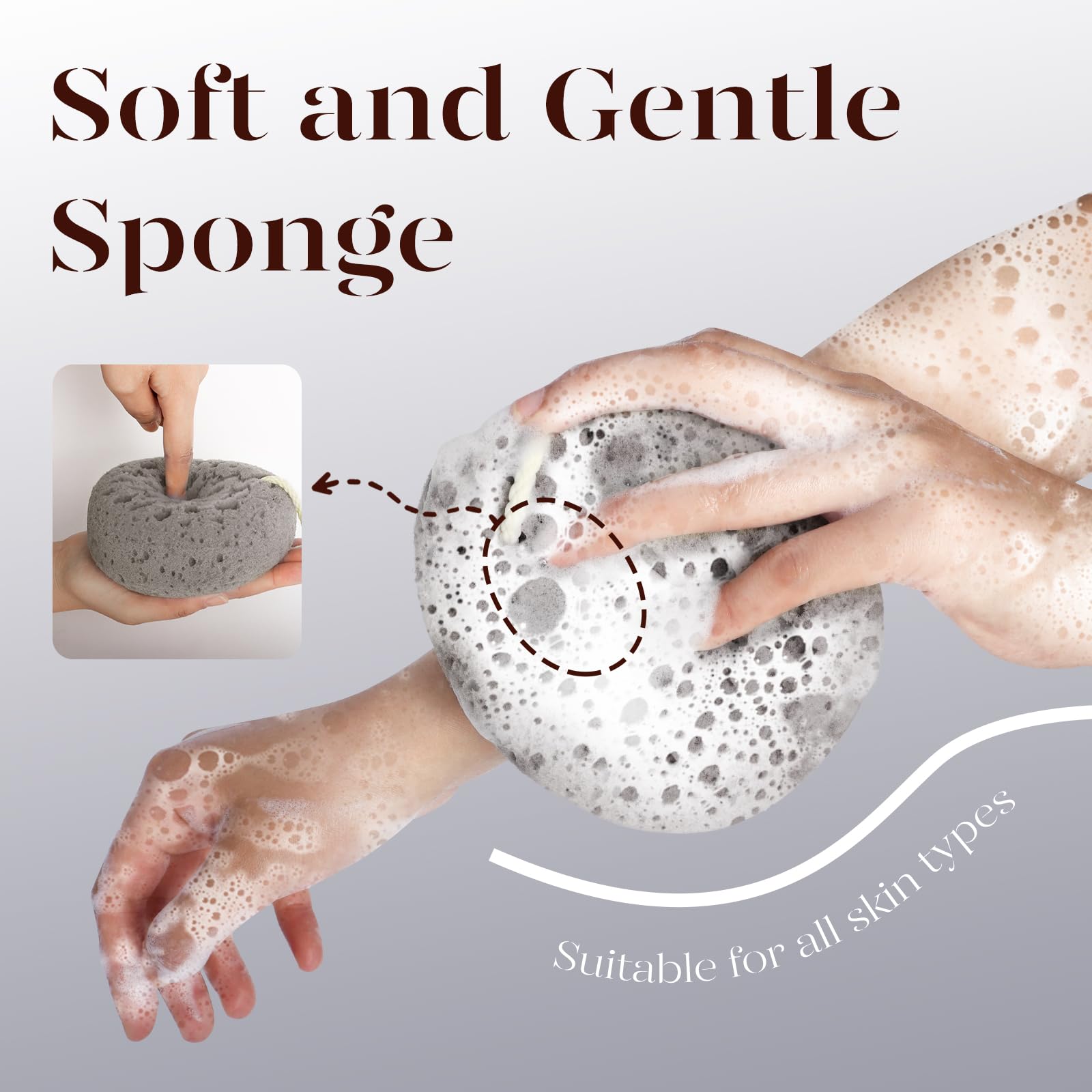 BAIMEI Bath Sponge, Sponge Loofah Body Scrubber, Shower Pouf Cleaning Loofahs Sponge, Shower Use Sponge (2pcs)