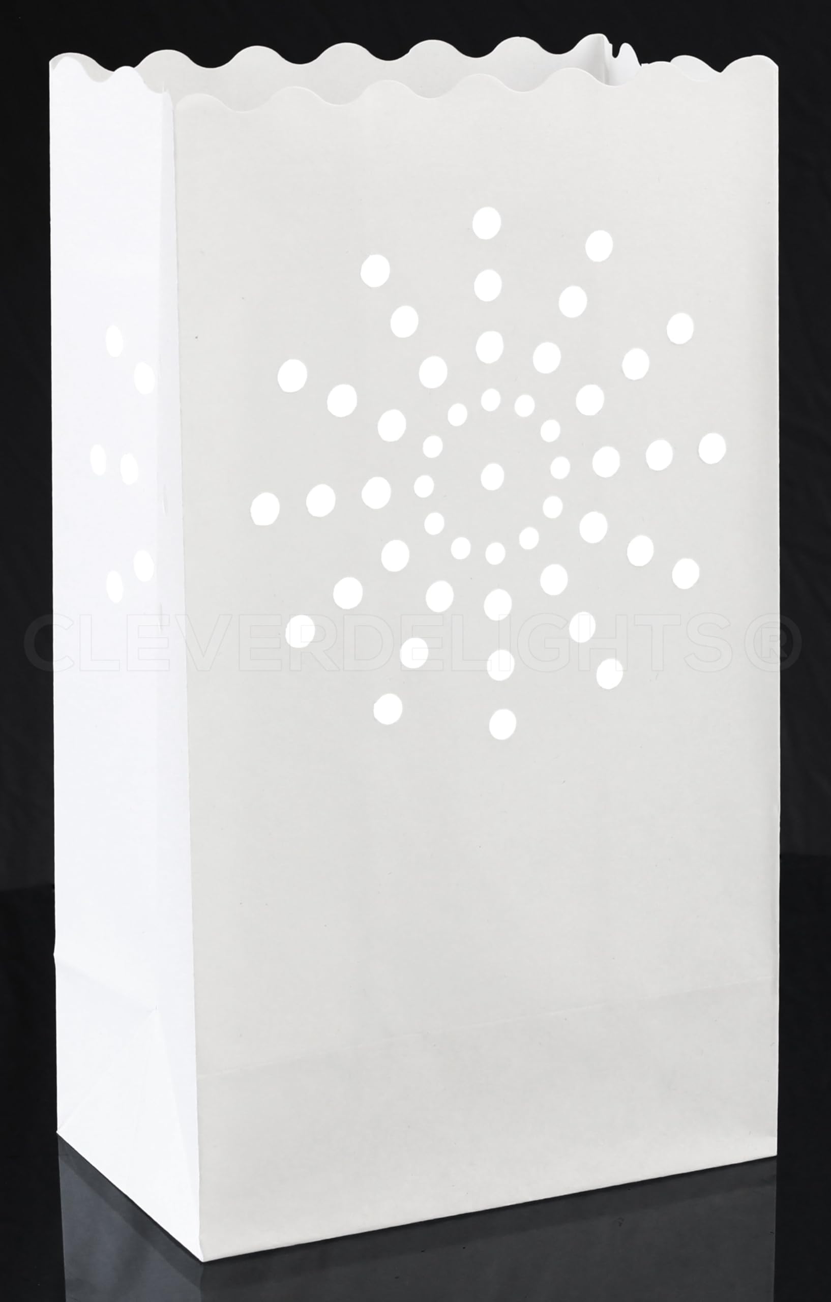 CleverDelights White Luminary Bags - 50 Count - Sunburst Design - Wedding Party Christmas Holiday Luminaria
