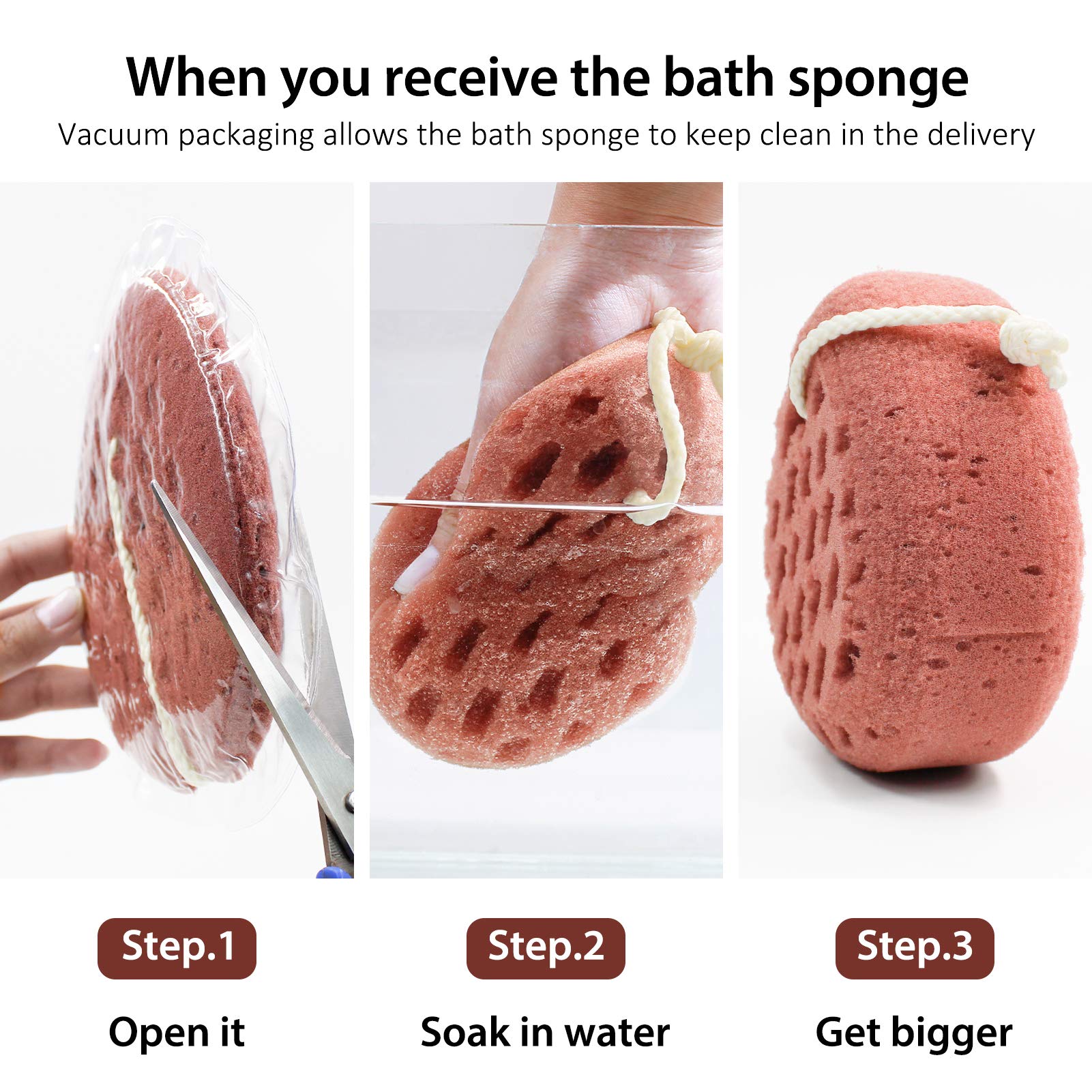 BAIMEI Bath Sponge, Sponge Loofah Body Scrubber, Shower Pouf Cleaning Loofahs Sponge, Shower Use Sponge (2pcs)