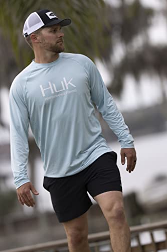 HUK Men's Standard Volley 5.5" Elastic Waist Quick-Dry Swim Shorts, Black, Medium