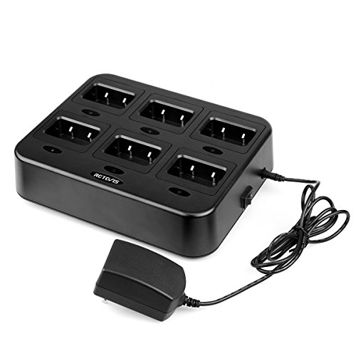 Retevis RT21 Six-Way Multi Unit Rapid Gang Charger Compatible with Retevis RT21 RT21V RT28 H-777S (not for H-777) RT53 Walkie Talkie and Batteries (1 Pack)
