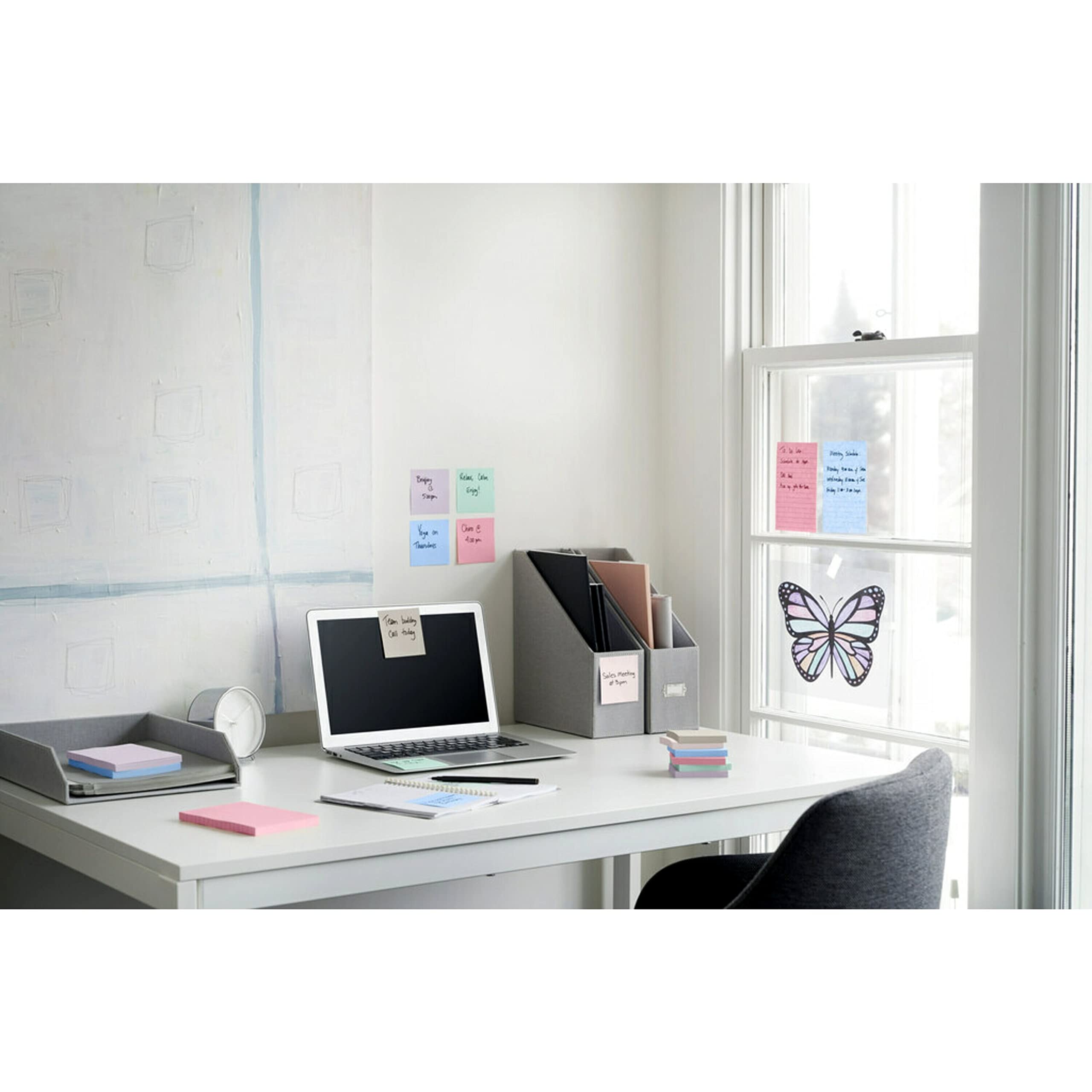 Post-it Super Sticky Recycled Notes, 3 x 3 in, 5 Pads, 2x the Sticking Power, Wanderlust Collection, Pastel Colors, 30% Recycled Paper (654-5SSNRP)