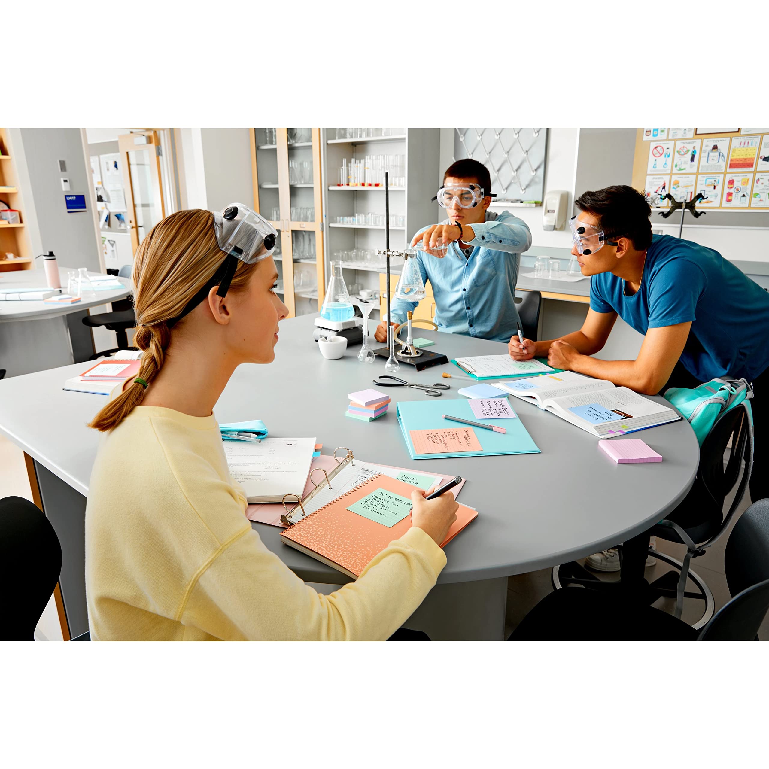 Post-it Super Sticky Recycled Notes, 3 x 3 in, 5 Pads, 2x the Sticking Power, Wanderlust Collection, Pastel Colors, 30% Recycled Paper (654-5SSNRP)