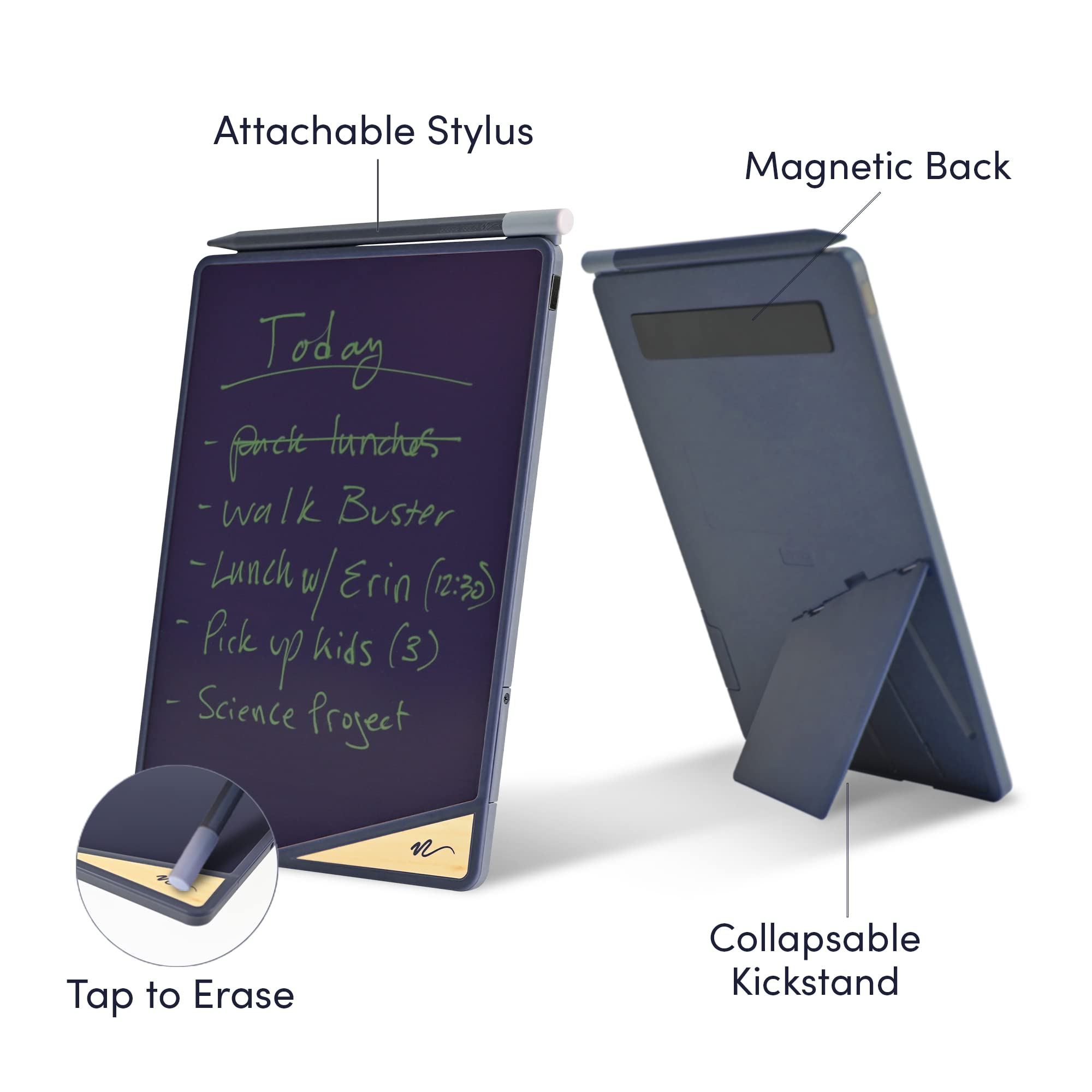 Boogie Board VersaBoard Authentic Reusable Home & Office Organization Notepad with 8.5” LCD Writing Tablet, VersaPencil Stylus, Instant Erase & Built-in Magnet & Portrait/Landscape Kickstand (Gray)