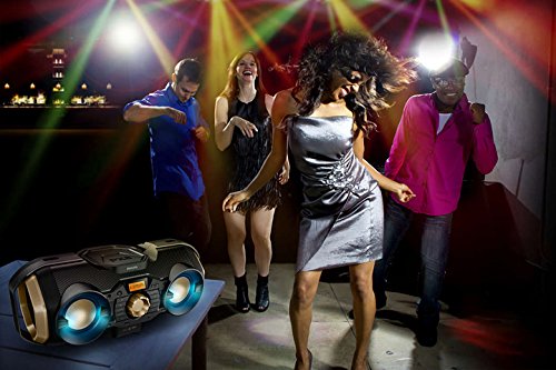 Phillips Bluetooth Boombox Speaker Rugged, Portable, Wireless Radio, USB, AUX, and CD Music Player - 50 Watt, Dynamic Bass, Digital Display, Light Up Speaker - Model PX840T 