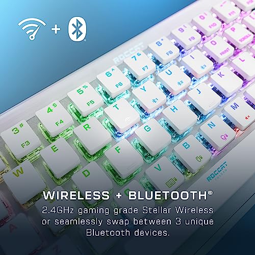 ROCCAT Vulcan II Mini Air 65% Optical Mechanical Gaming Keyboard, Full Wireless and Bluetooth Capabilities, Customizable RGB Illumination, Button Duplicator, On-Board Profiles, Aluminum Plate β White