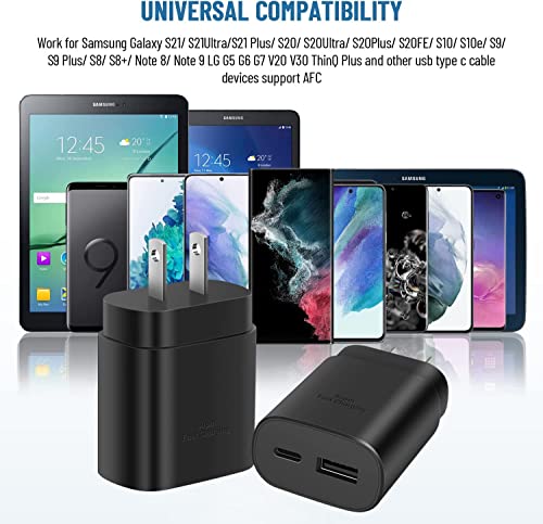 USB C Fast Charger, 25W Samsung Charger Fast Charging, Dual Port C Charger with 6FT Cable for Samsung Galaxy S23,S22, S22 Plus, S20/S21 Ultra Plus, Note 20/ Note 10 Plus,PPS Charger and Charger Cord