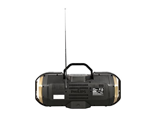 Phillips Bluetooth Boombox Speaker Rugged, Portable, Wireless Radio, USB, AUX, and CD Music Player - 50 Watt, Dynamic Bass, Digital Display, Light Up Speaker - Model PX840T 