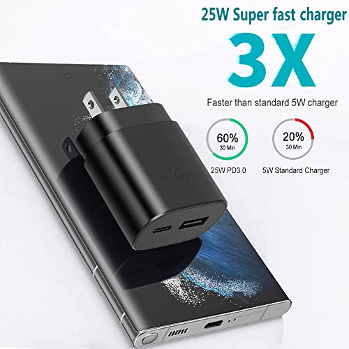 USB C Fast Charger, 25W Samsung Charger Fast Charging, Dual Port C Charger with 6FT Cable for Samsung Galaxy S23,S22, S22 Plus, S20/S21 Ultra Plus, Note 20/ Note 10 Plus,PPS Charger and Charger Cord