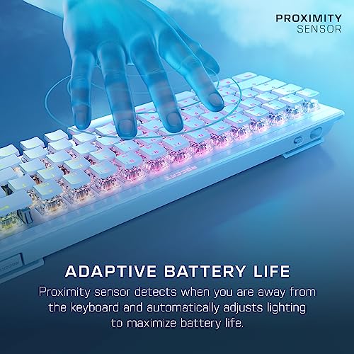 ROCCAT Vulcan II Mini Air 65% Optical Mechanical Gaming Keyboard, Full Wireless and Bluetooth Capabilities, Customizable RGB Illumination, Button Duplicator, On-Board Profiles, Aluminum Plate β White