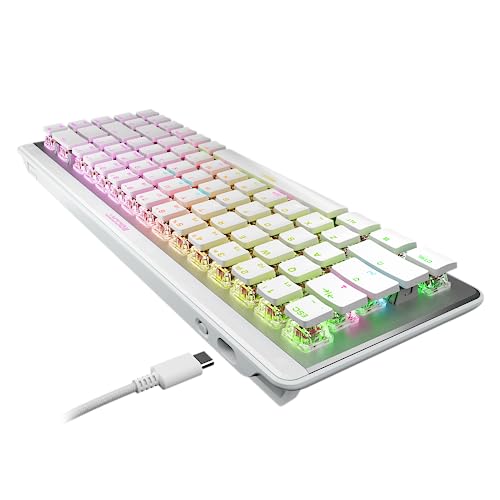 ROCCAT Vulcan II Mini Air 65% Optical Mechanical Gaming Keyboard, Full Wireless and Bluetooth Capabilities, Customizable RGB Illumination, Button Duplicator, On-Board Profiles, Aluminum Plate β White