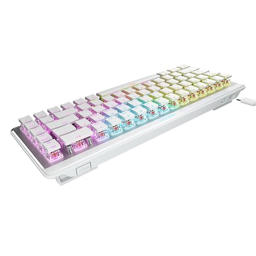ROCCAT Vulcan II Mini Air 65% Optical Mechanical Gaming Keyboard, Full Wireless and Bluetooth Capabilities, Customizable RGB Illumination, Button Duplicator, On-Board Profiles, Aluminum Plate β White
