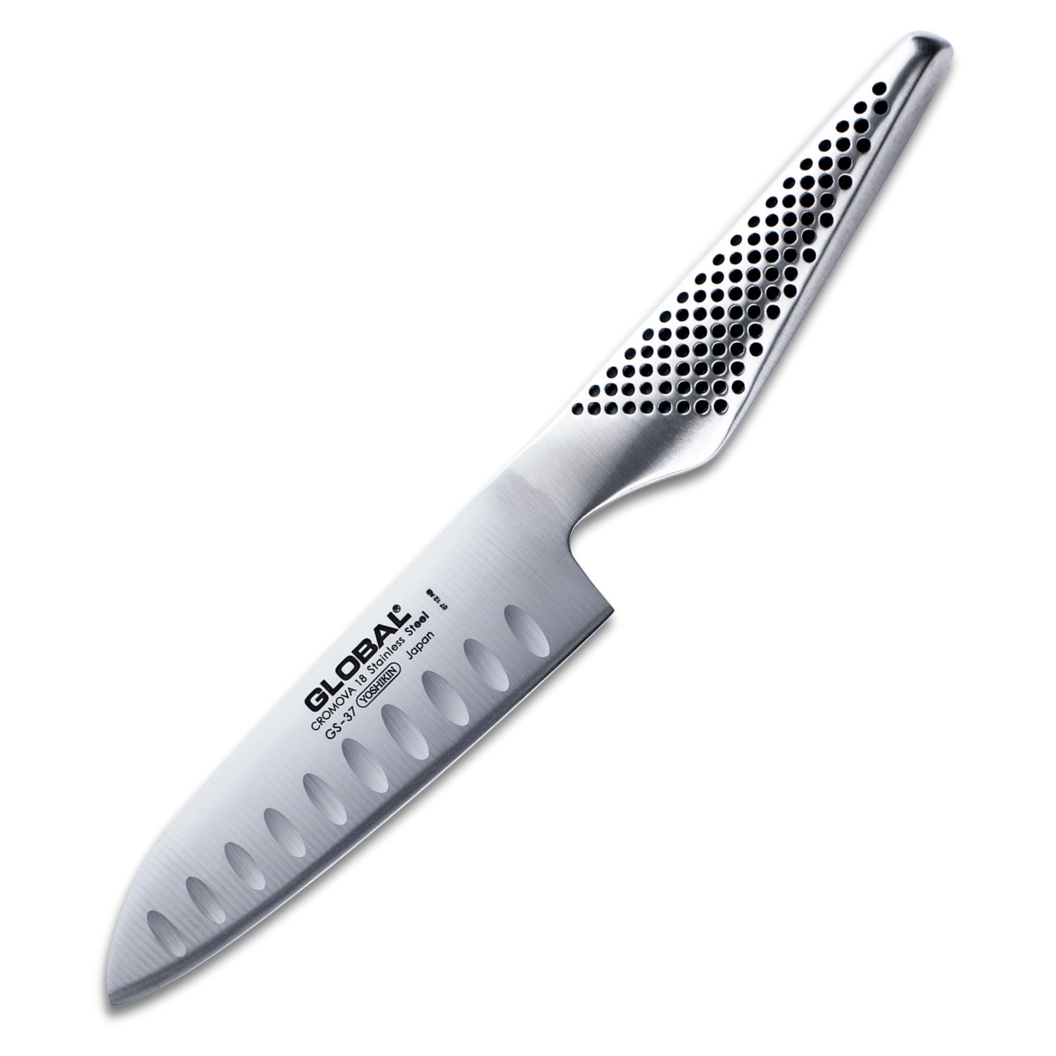 Global GS-37-5 1/4 inch, 13cm Hollow Ground Knife 5.25 Santoku, 5.25 Inch, Silver