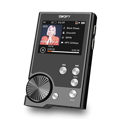 Swofy HiFi MP3 Player Digital Audio Player Lossless DSD High Resolution Digital Audio Music Player, Portable High Definition Portable Audio Player with 128GB Memory Card Supports up to 256GB.