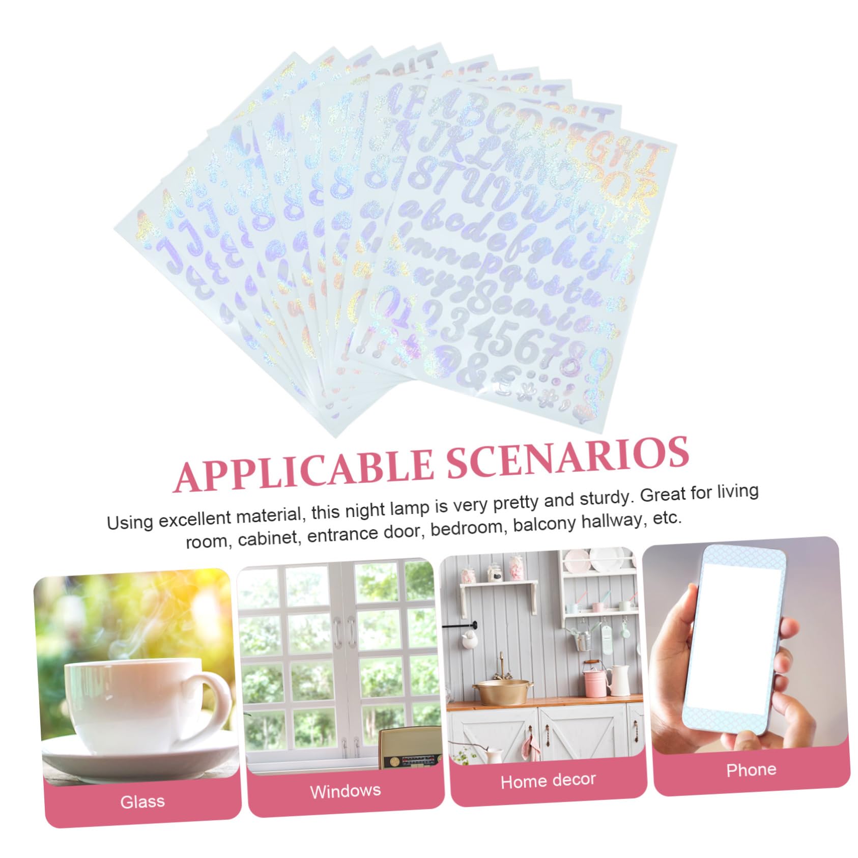 TEHAUX 30 Sheets Alphanumeric Stickers Glitter Diary Stickers Glitter Letters Number Stickers Gemstone Stickers Hand Account Sticker Greeting Card Flash Grid Bottom Fine Sand Golden