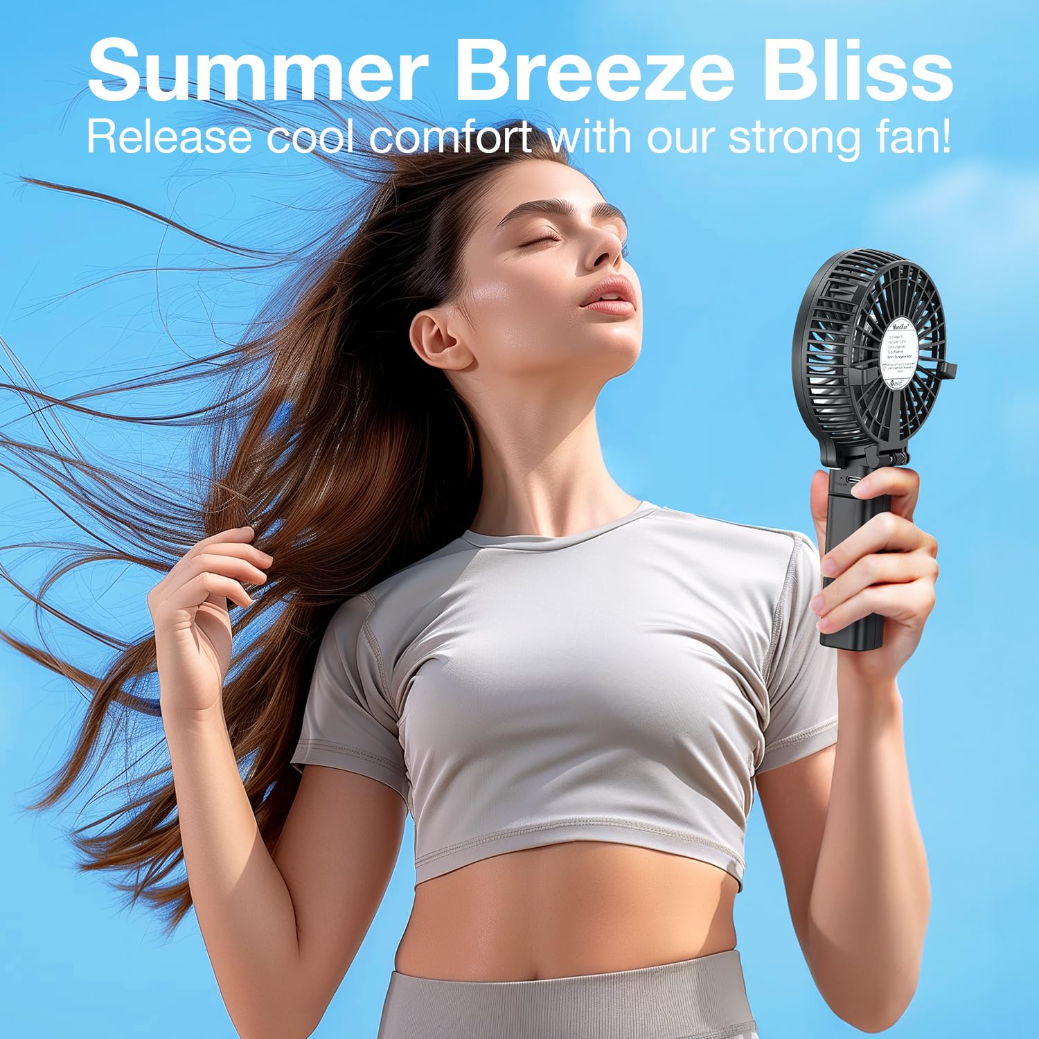 VersionTECH. Mini Handheld Fan, USB Desk Fan, Small Personal Portable Table Fan with USB Rechargeable Battery Operated Cooling Folding Electric Fan for Travel Office Room Household Black
