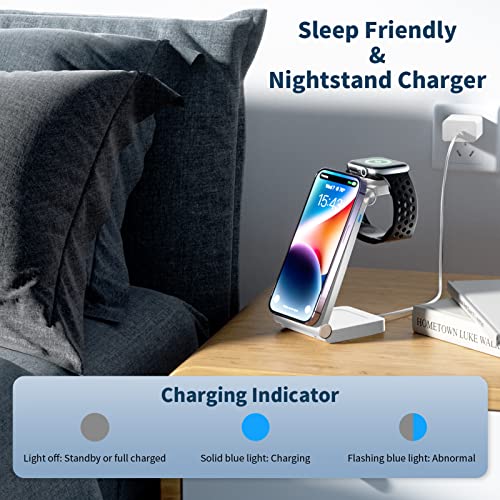 GEJIUCAI Magnetic Wireless Charger, 3 in 1 Fast Wireless Charging Station for Multiple Devices Apple Watch Ultra 8/7/6/5/4/3/2, for iPhone 14/Pro/Max/Plus/13/12, AirPods Pro (White)