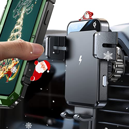 Wireless Car Charger,【1s Auto-Clamping & Never Fall Off】 15W Qi Fast Charging, Air Vent Car Phone Mount Wireless Charging for iPhone 13 Pro Max/13Pro/13/12/11, Samsung Galaxy S22 Ultra/S22/S21, etc