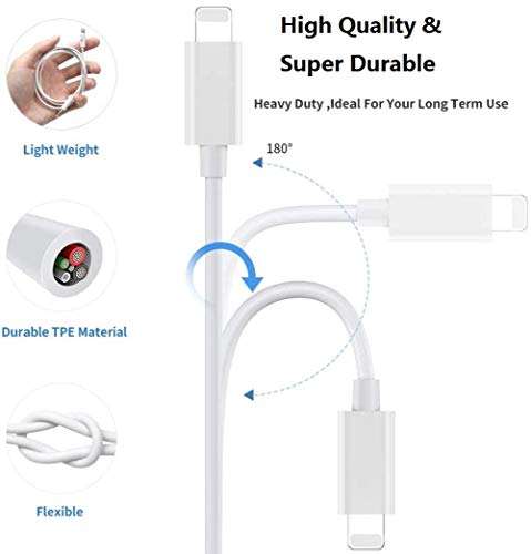 2 Pack Aux Cord for iPhone, 3.3ft [Apple MFi Certified] Lightning to 3.5 mm Headphone Jack Adapter Male Aux Stereo Audio Cable for Car Compatible with iPhone 13/12/11/XS/XR/X/8/7/iPad/iPod, White