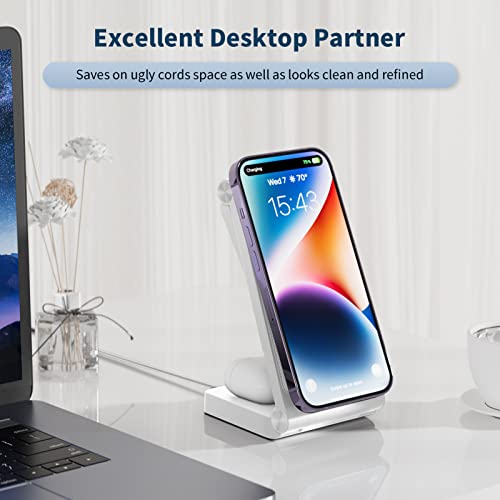 GEJIUCAI Magnetic Wireless Charger, 3 in 1 Fast Wireless Charging Station for Multiple Devices Apple Watch Ultra 8/7/6/5/4/3/2, for iPhone 14/Pro/Max/Plus/13/12, AirPods Pro (White)