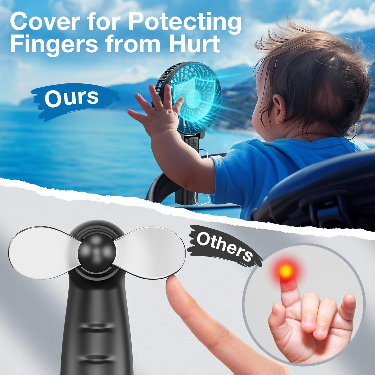 VersionTECH. Mini Handheld Fan, USB Desk Fan, Small Personal Portable Table Fan with USB Rechargeable Battery Operated Cooling Folding Electric Fan for Travel Office Room Household Black