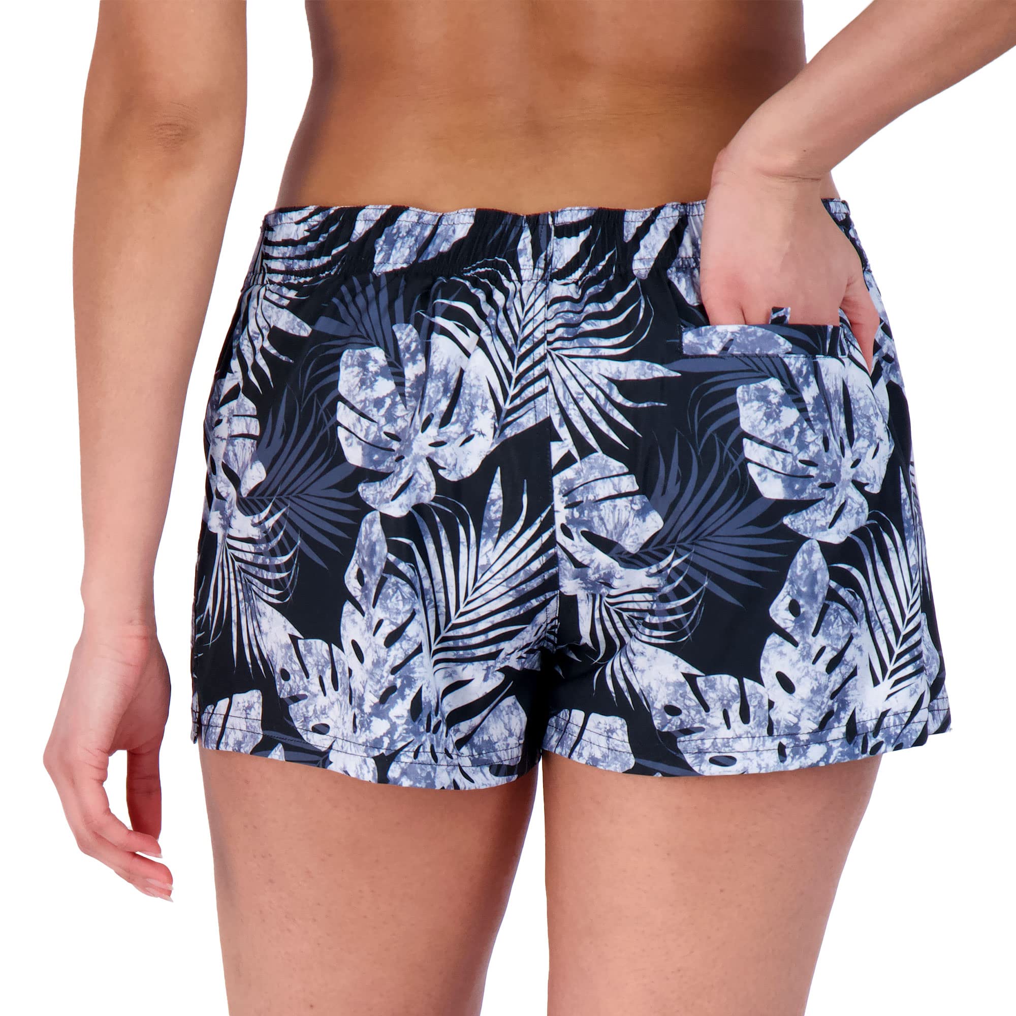 ZeroXposur Womens Swim Shorts with Liner – Quick-Dry Swim Shorts for Women - Adjustable Stretch Waistband and Back Pocket (Storm, Large)