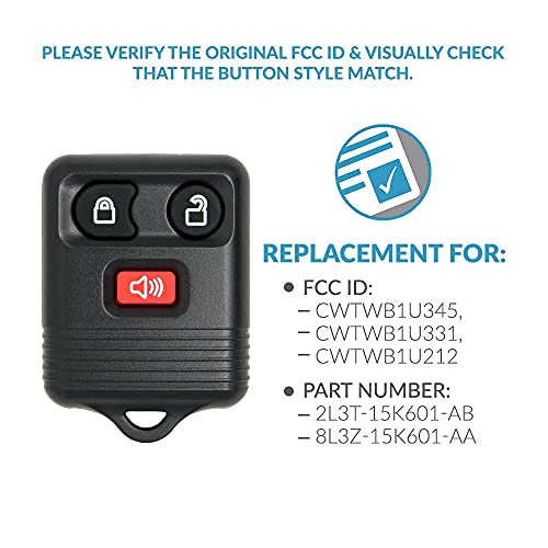 Keyless2Go Replacement for Keyless Entry Car Key Fob Vehicles That Use 3 Button CWTWB1U331, Self-programming with New Uncut 80 Bit Transponder Ignition Car Key H92 H84 H85