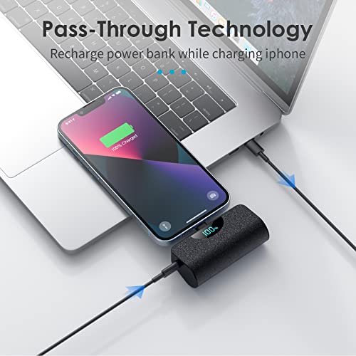 Small Portable Charger 5200mAh,Upgraded Ultra-Compact 15W PD Fast Charging Power Bank Smart LCD Display Cute Battery Pack Compatible with iPhone 14/14 Pro Max/13/13 Pro/12/12 Pro/11/XR/X/8/7 and More