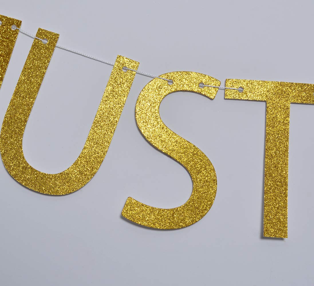 Firefairy™ Shit Just Got Real Gold Glitter Bunting Banner for Funny Wedding, Engagement, Bachelorette,Pregnancy Announcement,Bar Sign