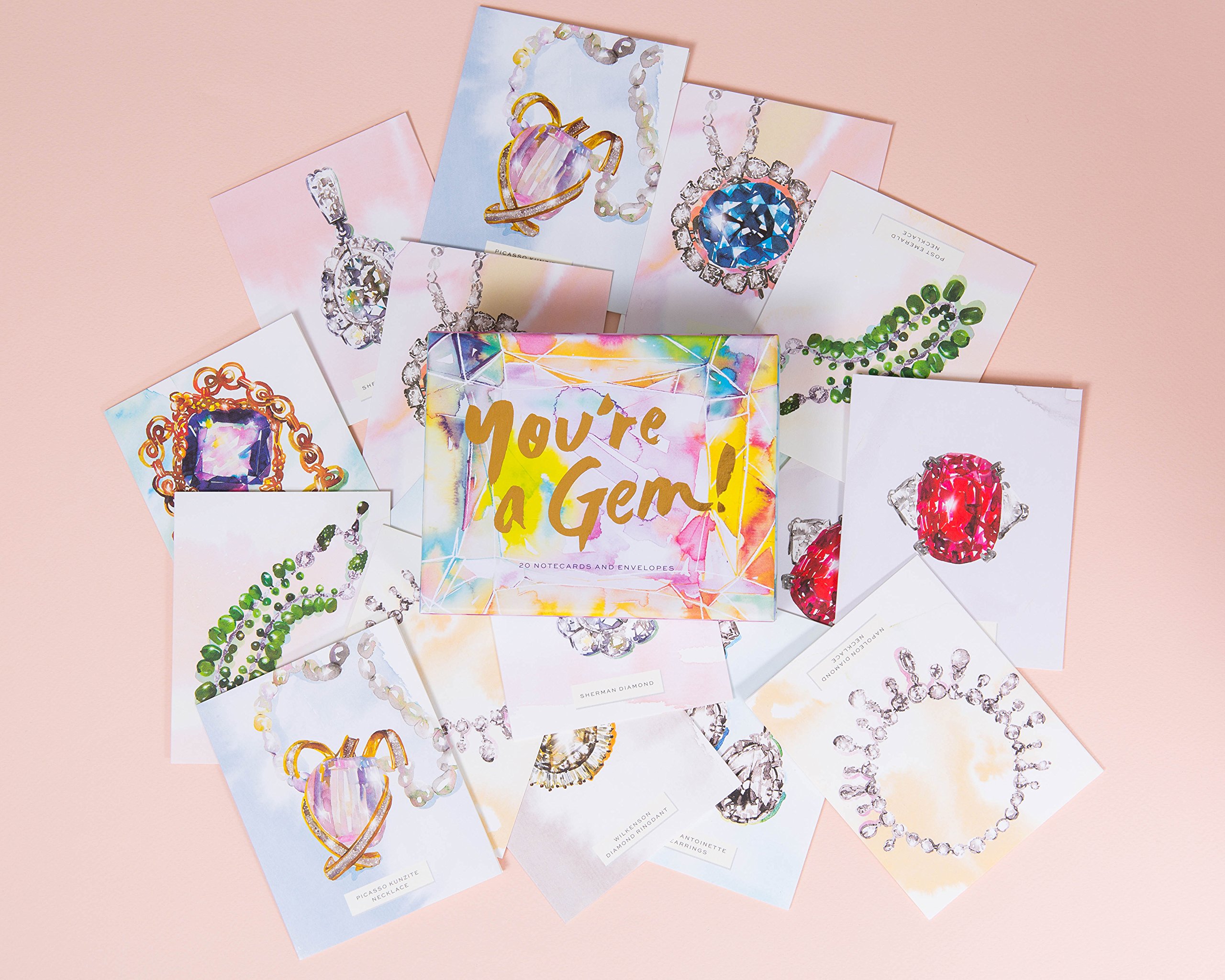 You're a Gem!: 20 Notecards and Envelopes (Jewelry Themed Stationery, Watercolor Note Cards by Artist Samantha Hahn)