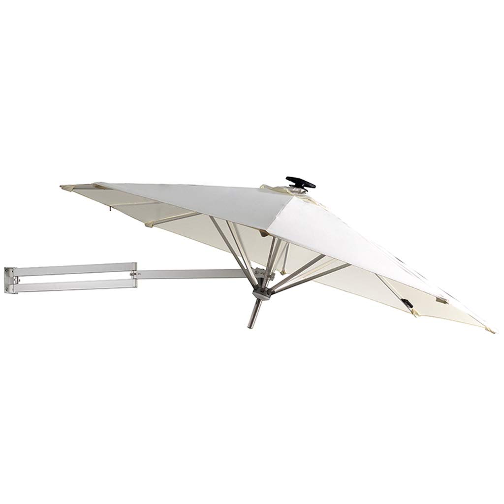 ROLTIN Parasol Garden Umbrella 250cm Wall Solar LED Lights and Metal Pole - Garden tilt Adjustment Sun Shade Umbrella