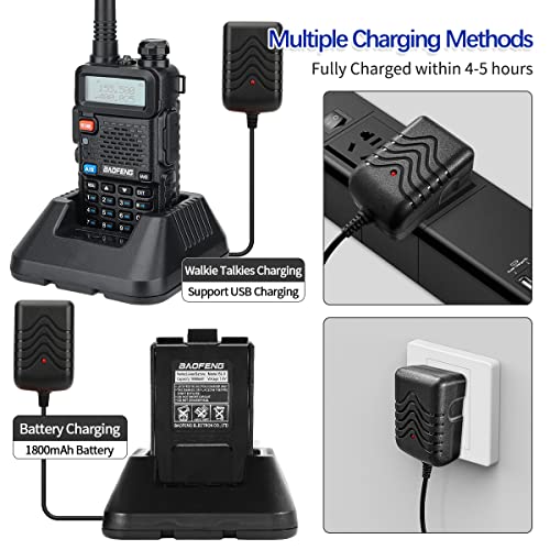 BaoFeng UV-5R Radio 8W Ham Radio Handheld uv5r Dual Band Rechargeable Two Way Radio with Extra 771 Antenna Programming Cable Full Kits,2Pack