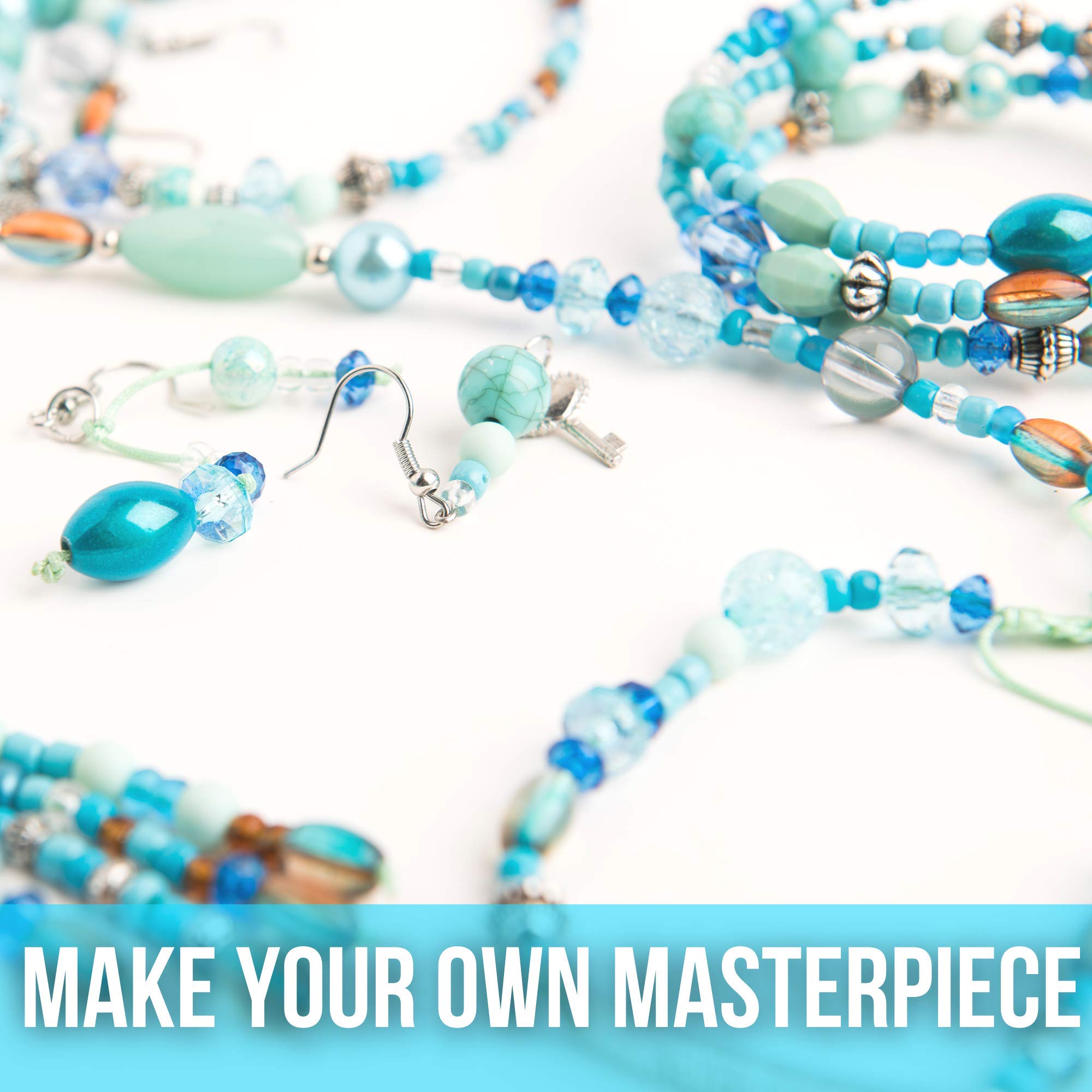 MODDA Jewelry Making Supplies - Jewelry Making Kits for Adults, Teens, Girls, Beginners, Women - Includes Instructions, Tools, Beads, Charms for Necklace, Earring, Bracelet Making Kit - Turquoise Set