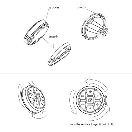 Recoil Waterproof Bluetooth Media Button Steering Wheel Remote Control for Car Bike Motorbike Boat Powersports Compatible iPhone 14 Pro/SE/14, Samsung Galaxy or Any Android Device