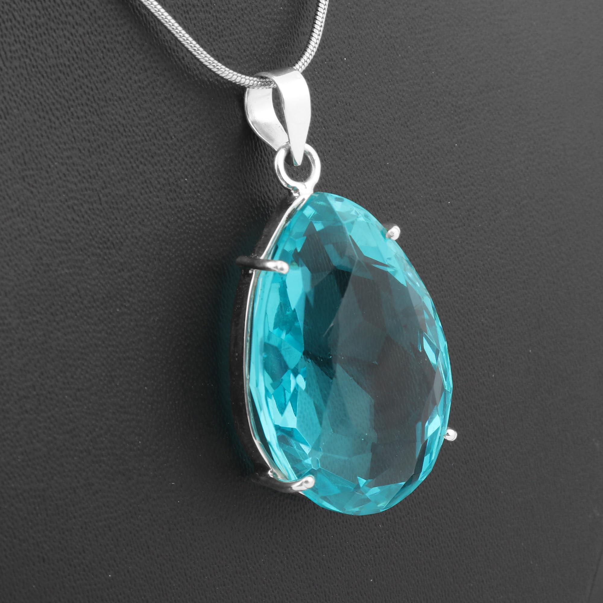 GEMHUB Silver Pendants 97.50 Carat Blue Topaz Pendant Gemstone Necklace Sterling Silver Pendant