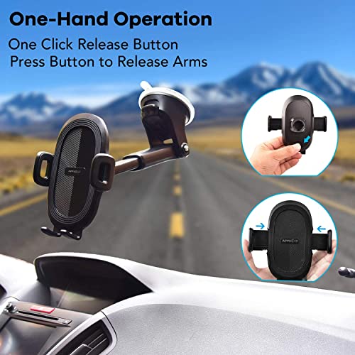 APPS2Car Suction Cup Phone Holder Windshield/Dashboard/Window, Universal Dashboard & Windshield Suction Cup Car Phone Mount with Strong Sticky Gel Pad, Compatible with iPhone, Samsung &Other Cellphone