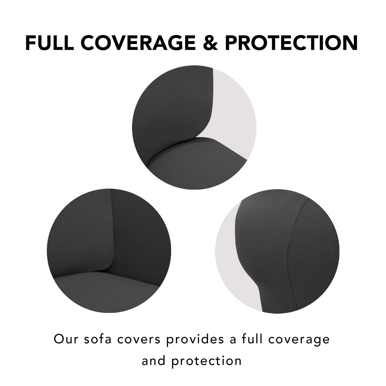PureFit Super Stretch Chair Sofa Slipcover – Spandex Non Slip Soft Couch Sofa Cover, Washable Furniture Protector with Non Skid Foam and Elastic Bottom for Kids, Pets (Sofa, Dark Gray)