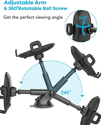 APPS2Car Suction Cup Phone Holder Windshield/Dashboard/Window, Universal Dashboard & Windshield Suction Cup Car Phone Mount with Strong Sticky Gel Pad, Compatible with iPhone, Samsung &Other Cellphone