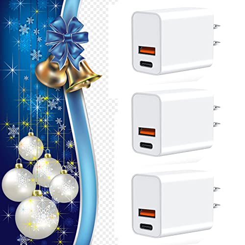 20W USB C Charger 1 Pack + 20W USB C Charger 2 Pack, Udaton 20W Dual Port New USB C Wall Charger for Apple Watch Series 8, Type C Charging Compatible for ipad iPhone 13 14 Pro Max