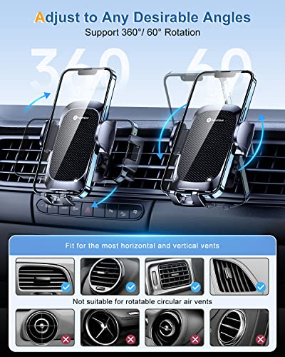 Humixx 【2022 Military-Grade Stability】 Phone Mount for Car Vent Universal Car Phone Holder Mount Hands-Free Cell Phone Holder Car Air Vent for iPhone 13 14 Plus Pro Max Samsung S22 Ultra & All Phones