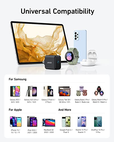 25W USB C Super Fast Charger, 312 Charger, Anker Ace Foldable PPS Fast Charger for Samsung Galaxy S23 Ultra/S23+/S23/S22 Ultra/S22+/S22/S21/S20/Note 20 Ultra/Note 10/Z Fold 3, Cable Not Included