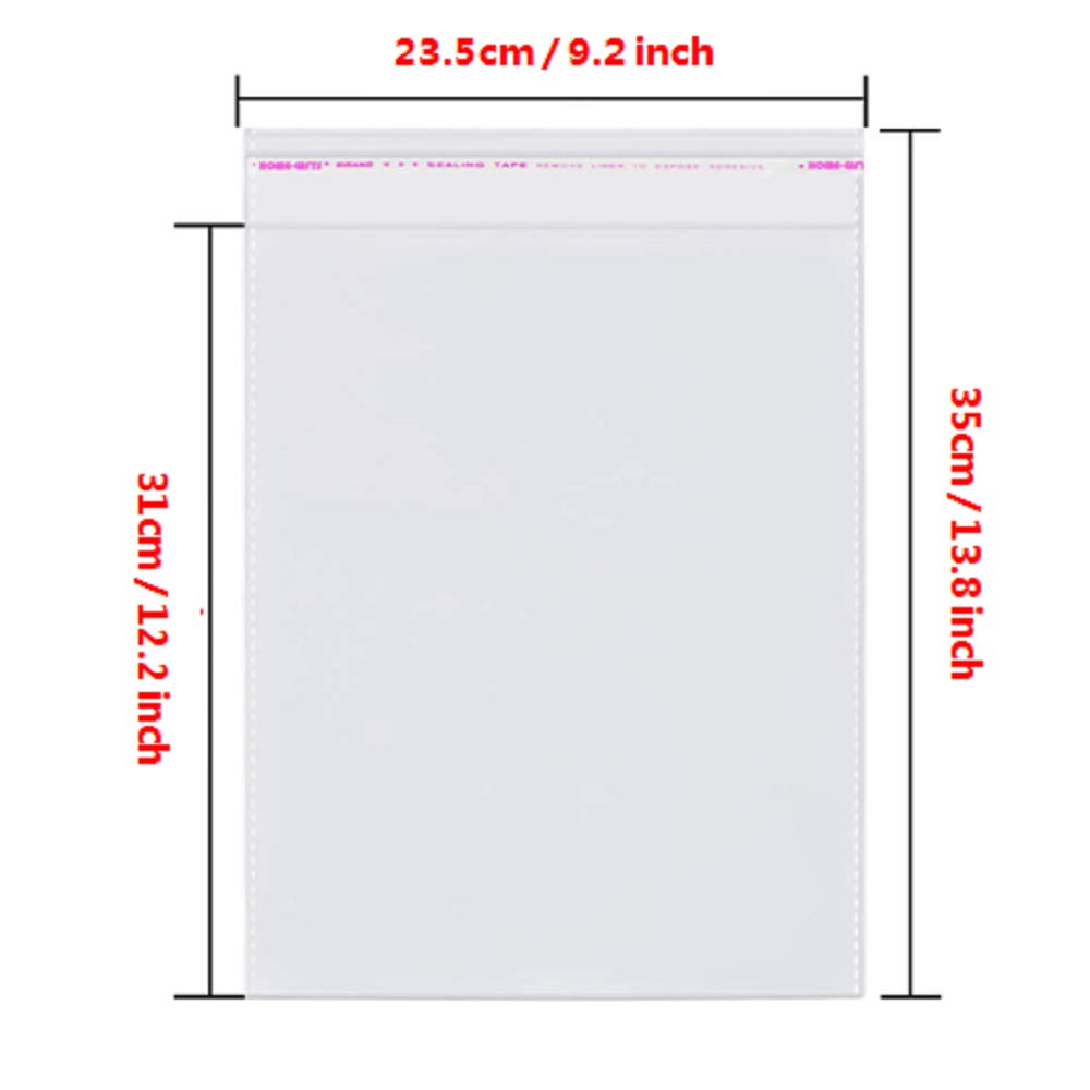 200 Pcs 9" x 12" Self Seal Clear Cello Cellophane Bags Resealable Plastic Apparel Bags Perfect for Packaging Clothing, T-shirt, Brochure, Prints, Handicraft Gift Bags