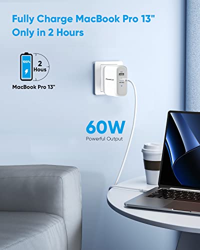 USB C Charger, PowerLot 68W 2 Port GaN PD& QC USB-C Power Adapter, 60W USB C Wall Charger for MacBook Pro, iPad pro Charger Block, 18W USB A Fast Charger for iPhone 12 Pro Max/ 11 Pro Max/iPad Air