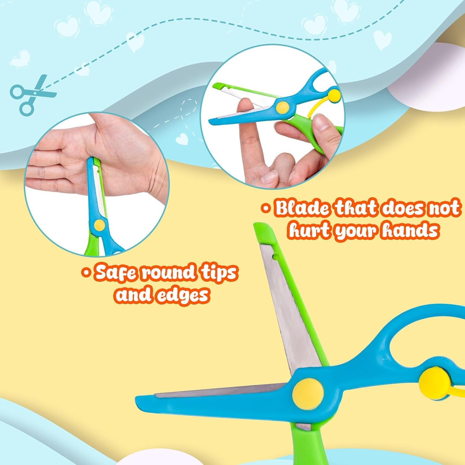 LovesTown Preschool Training Scissors,6 Pcs Dual-Colour Children Safety Scissors Pre-School Training Scissors Safety Scissors Art Craft Scissors