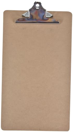 School Smart Legal Clipboard, 9 x 15-1/2 x 1/8 Inches, Hardboard, Brown, Bright Nickel